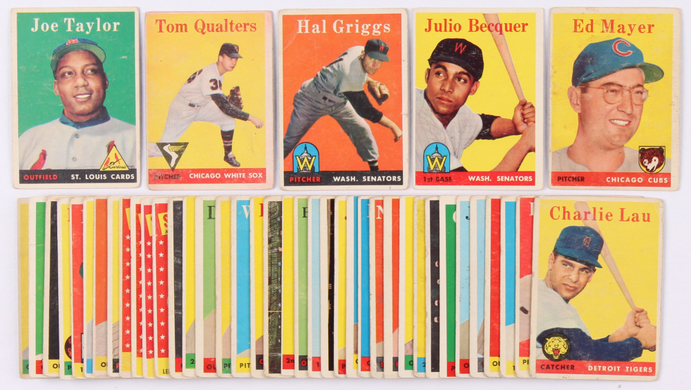 Lot of (43) 1958 Topps Baseball Cards with #451 Joe Taylor RC, #453 Tom ...