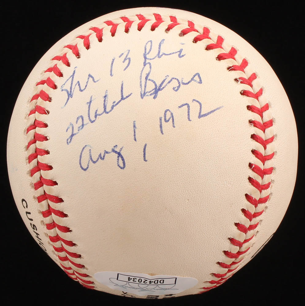 Nate Colbert Signed ONL Baseball Inscribed "5 HR 13 RBI 22 Total Bases ...