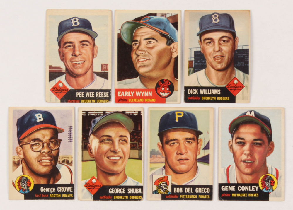 Lot of (7) 1953 Topps Baseball Cards with #3 George Crowe, #34 George ...