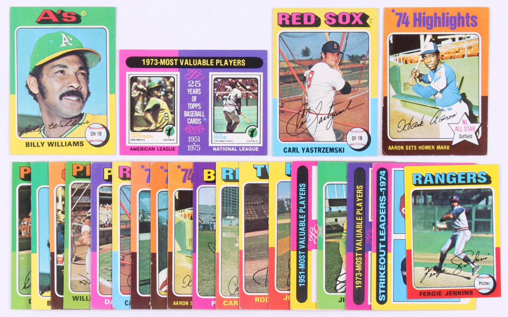 Lot of (22) 1975 Topps Baseball Cards with #211 Reggie Jackson / Pete ...