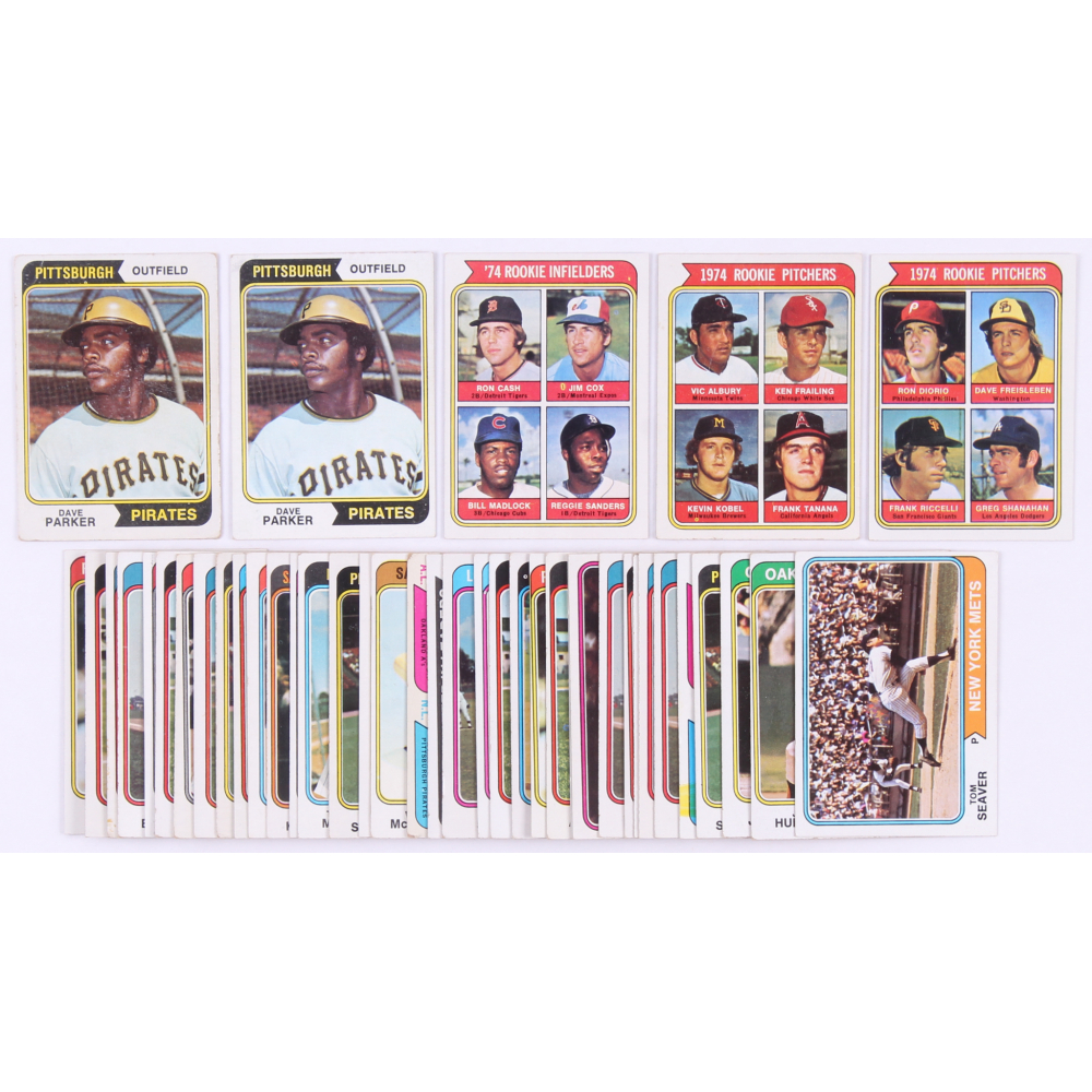 Lot of (41) 1974 Topps Baseball Cards with #252 Dave Parker RC, #605 ...