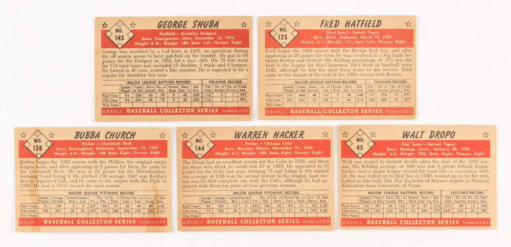 Lot of (25) 1953 Bowman Color Baseball Cards with #45 Walt Dropo, #125 ...