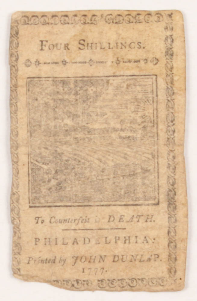 1777 4s. Four-Shillings Pennsylvania Colonial Currency Note | Pristine ...
