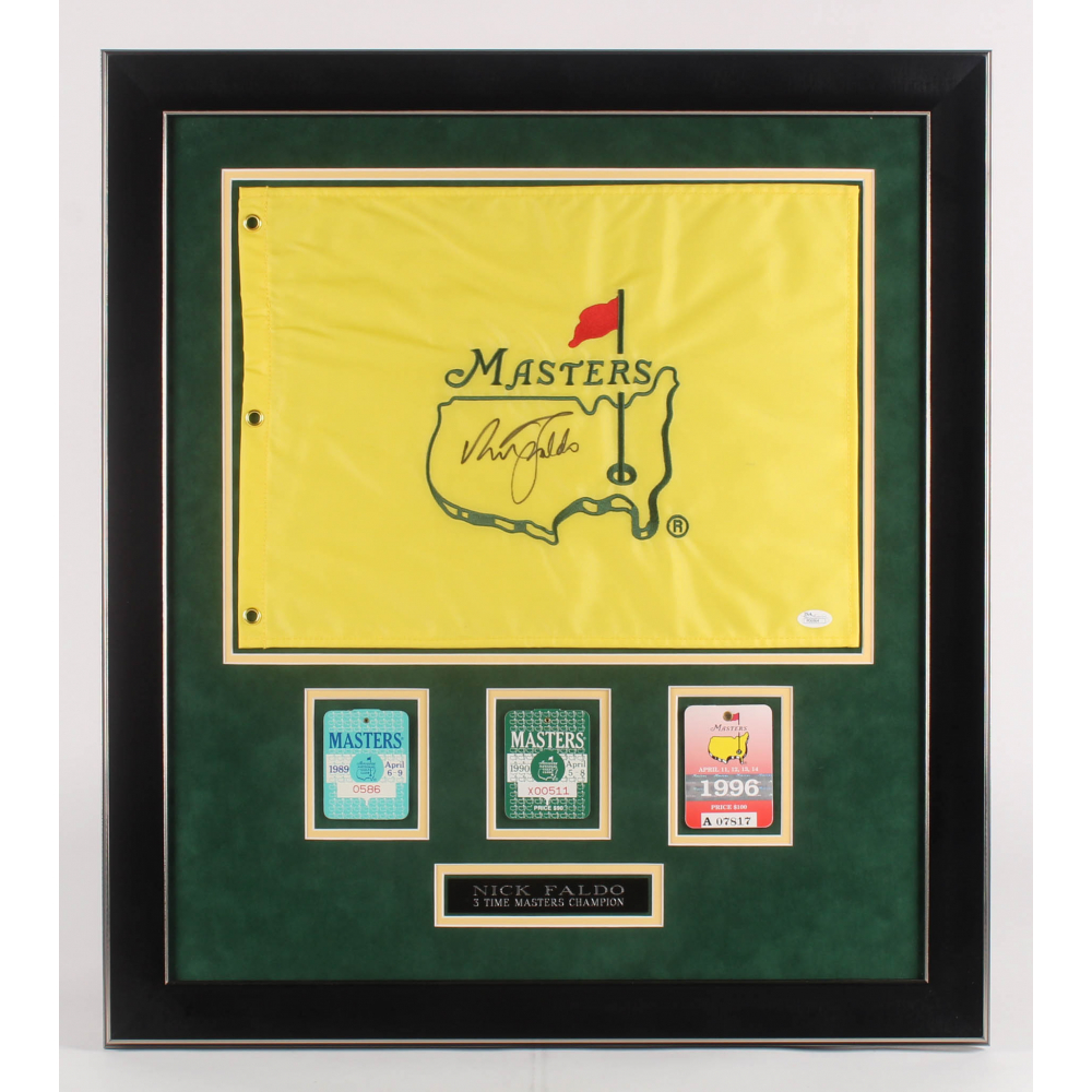 Nick Faldo Signed "The Masters" 25.5x28.5 Custom Framed Flag Display ...