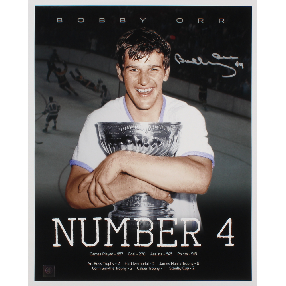 Bobby Orr Signed Bruins "Number 4" 16x20 Photo (Orr COA) | Pristine Auction