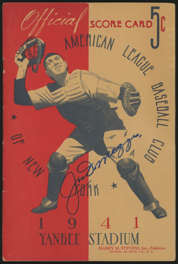 Joe DiMaggio Signed 1941 New York Yankees Scorecard (JSA LOA ...