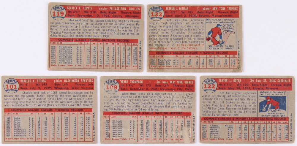 Lot of (29) 1957 Topps Baseball Cards with #132 Art Ditmar, #122 Ken ...