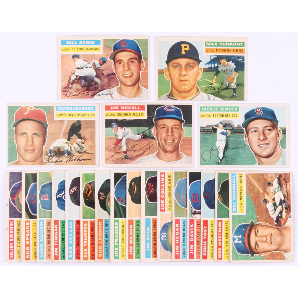 Lot of (21) 1956 Topps Baseball Cards with #115 Jackie Jensen, #120 ...