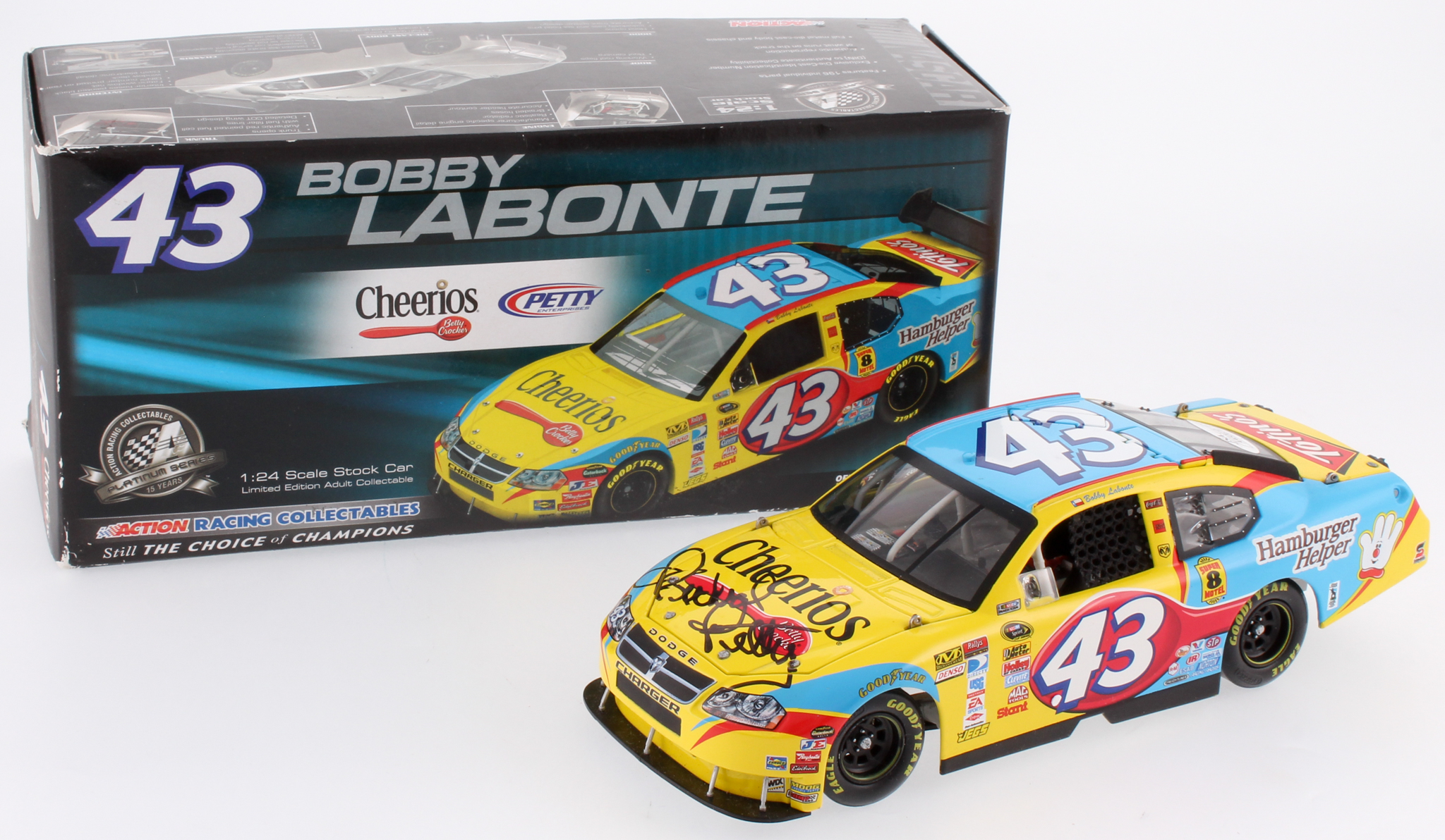 Bobby Labonte Signed LE #43 Cheerios 2008 Charger 1:24 Scale Die Cast ...