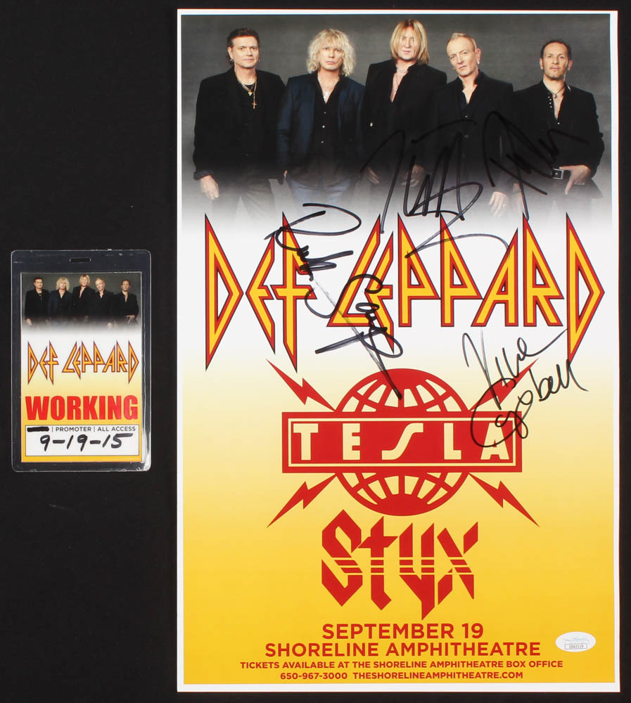 "Def Leppard" 11x17 Poster Band-Signed by (5) with Joe Elliott, Rick ...