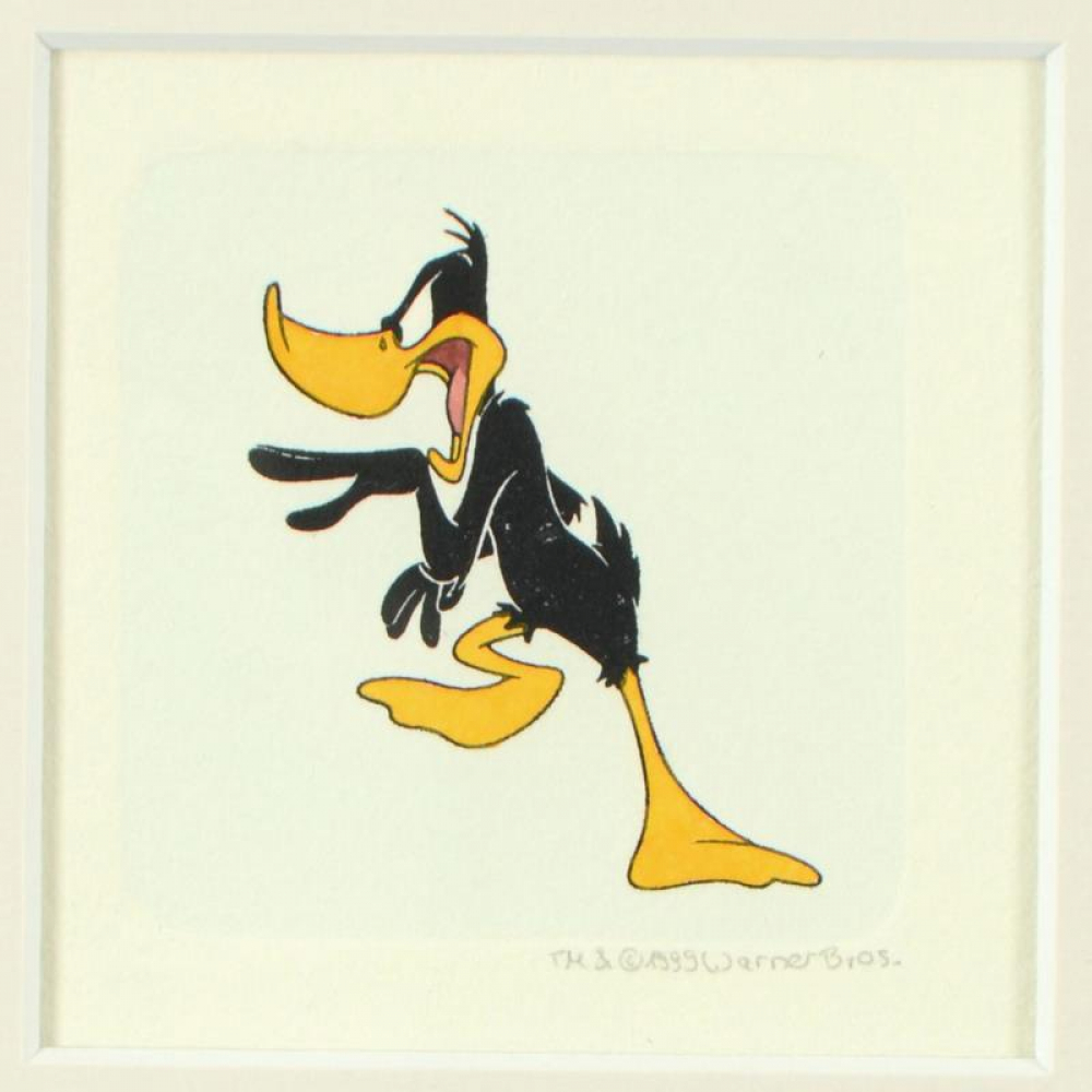 "Daffy Duck" Limited Edition 9x9 Custom Framed Etching with Hand-Tinted ...