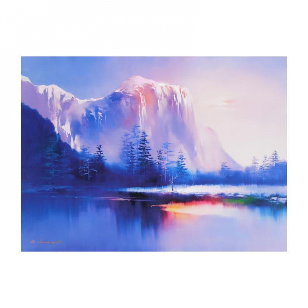 H. Leung Signed "Glacier Lake" Limited Edition 35x26 Giclee on Canvas ...