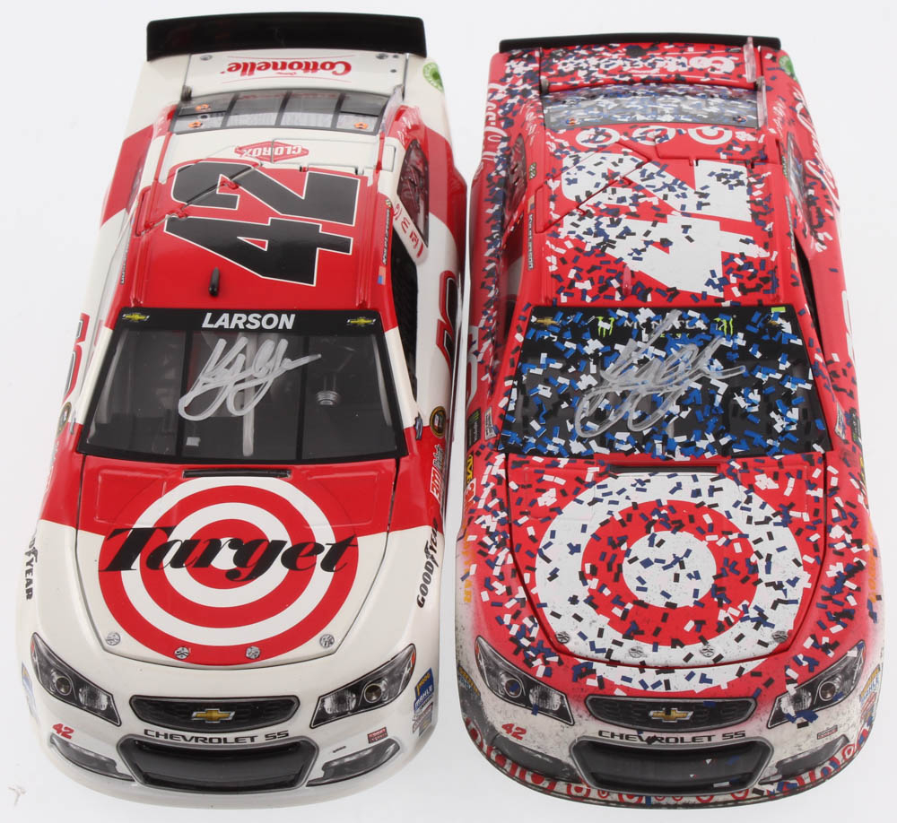 Lot of (2) Kyle Larson LE 1:24 Scale Die Cast Cars with (1) Signed #42 ...