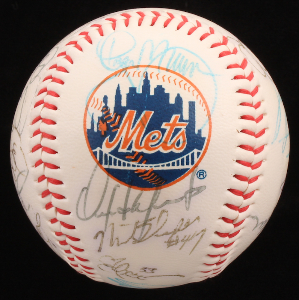 1990 New York Mets Logo Baseball Team-Signed by (20) with Darryl ...