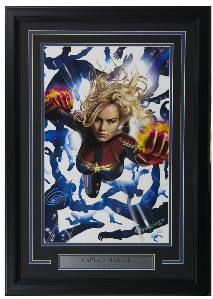 Greg Horn Signed "Captain Marvel" 17x25 Custom Framed Lithograph ...