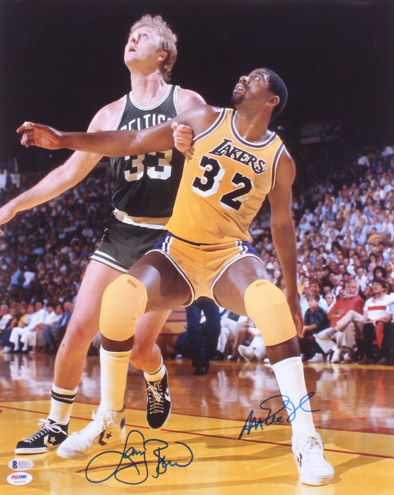 Larry Bird & Magic Johnson Signed 16x20 Photo (Beckett COA & PSA Hologram) | Pristine Auction