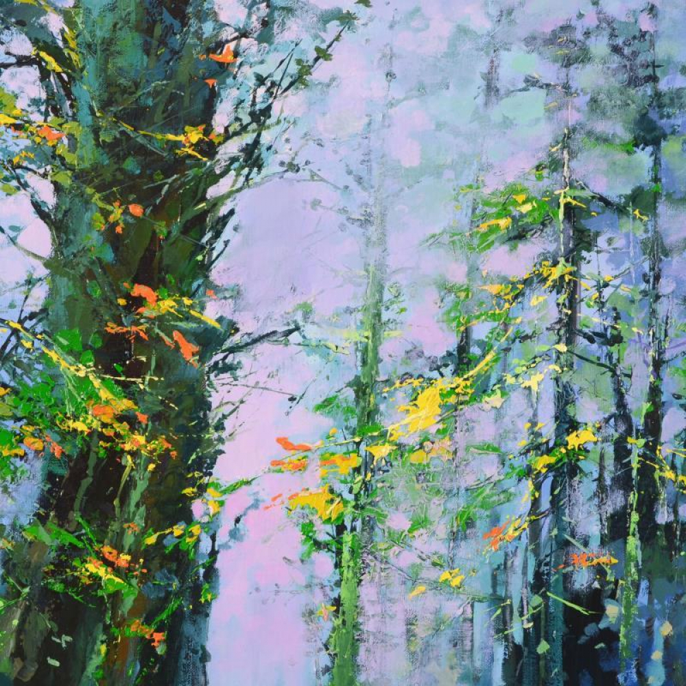 Thomas Leung Signed "Summer Woods" 23x19 Original Oil Painting on ...