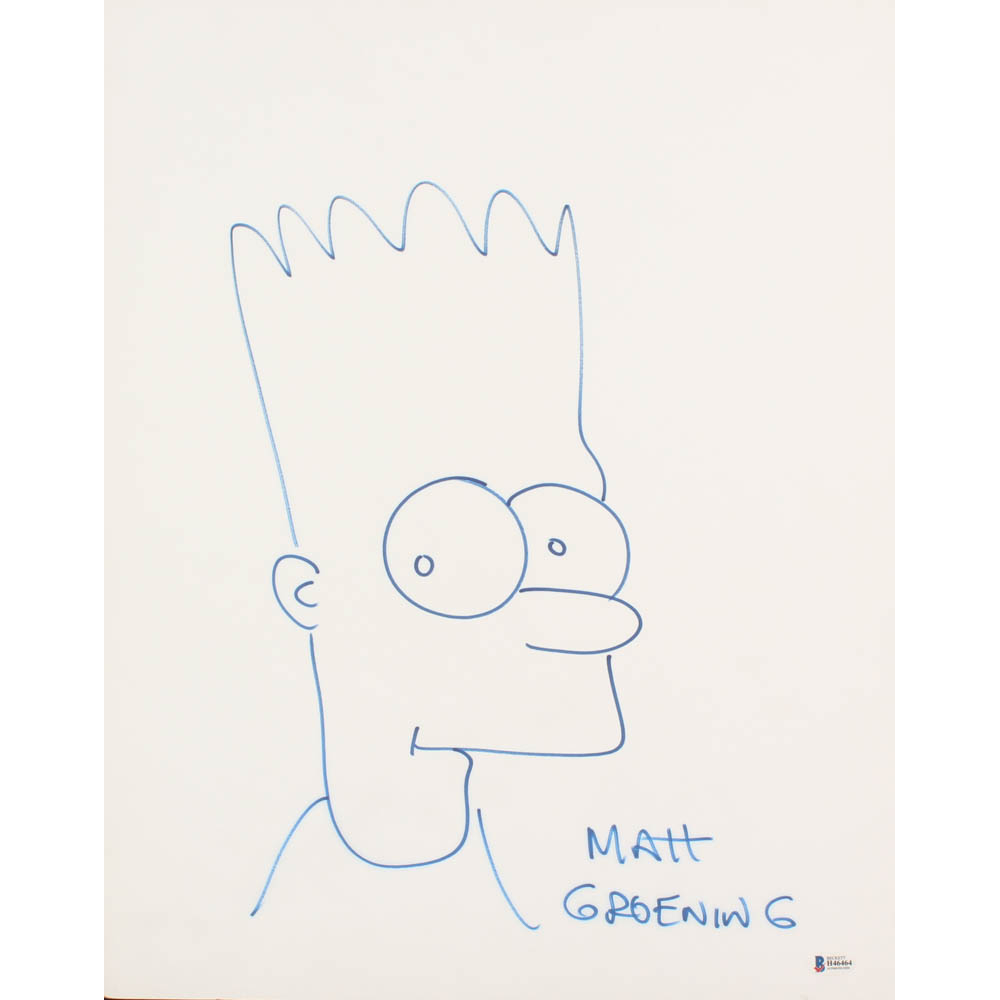 Matt Groening Signed "The Simpsons" Bart Simpson 16x20 Hand-Drawn ...