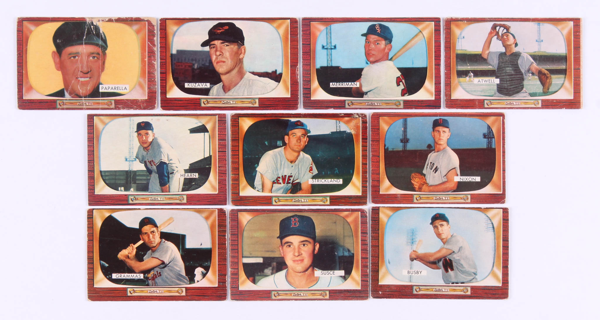 Lot of (10) 1955 Bowman Baseball Cards with #235 Joe Paparella UMP ...