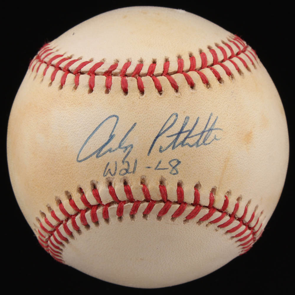 Andy Pettitte Signed OAL Baseball Inscribed "W21-L8" (JSA COA ...