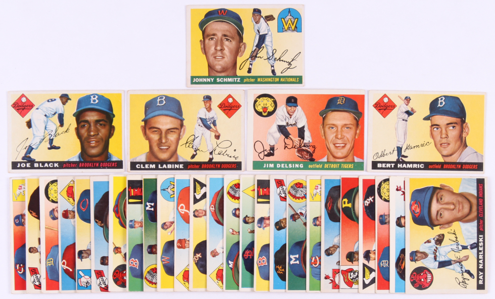 Lot of (30) 1955 Topps Baseball Cards with #180 Clem Labine, #192 Jim ...