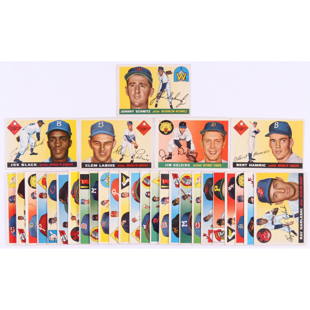 Lot of (30) 1955 Topps Baseball Cards with #180 Clem Labine, #192 Jim ...