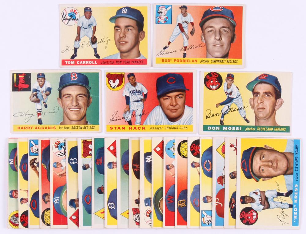Lot of (25) 1954 Topps Baseball Cards with #85 Don Mossi, #6 Stan Hack ...