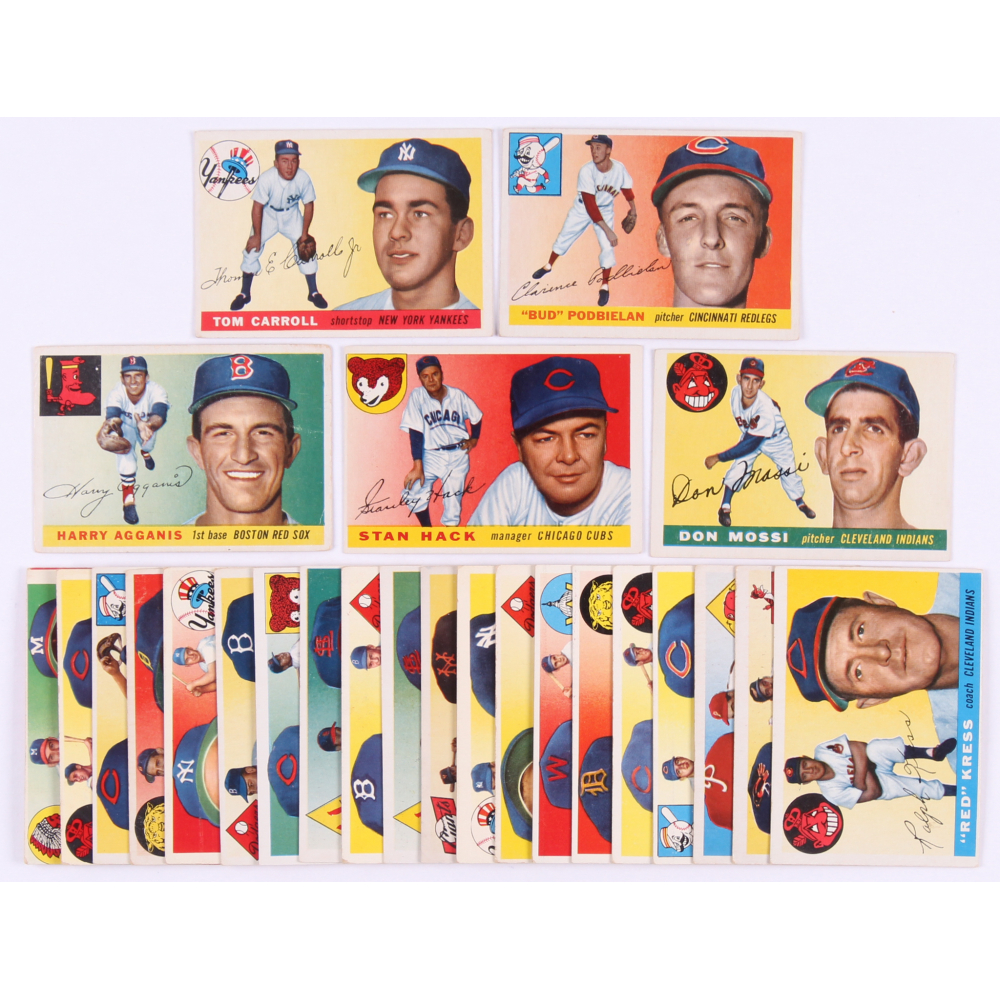 Lot of (25) 1954 Topps Baseball Cards with #85 Don Mossi, #6 Stan Hack ...
