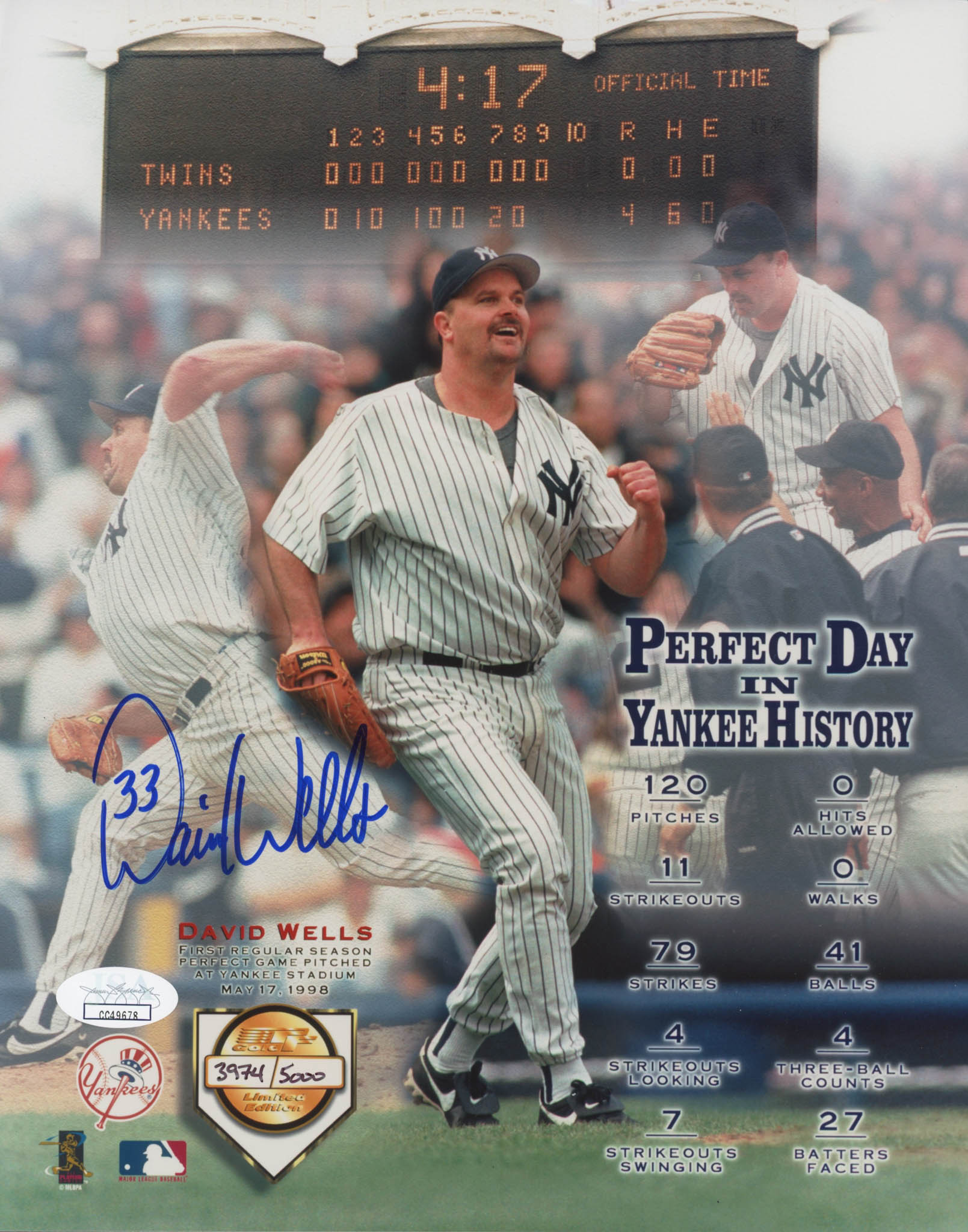 David Wells Signed LE New York Yankees 8x10 Photo (JSA COA) | Pristine ...