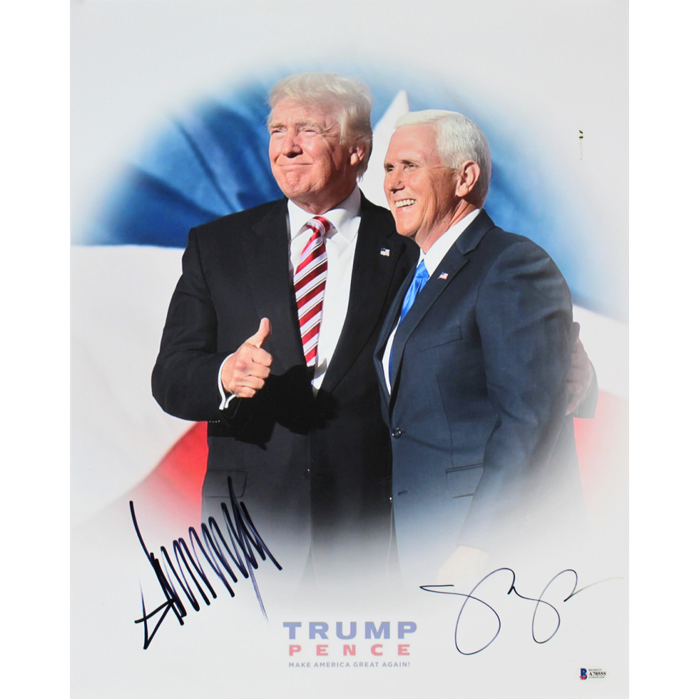 Donald Trump & Mike Pence Signed 16x20 Photo (Beckett LOA) | Pristine ...