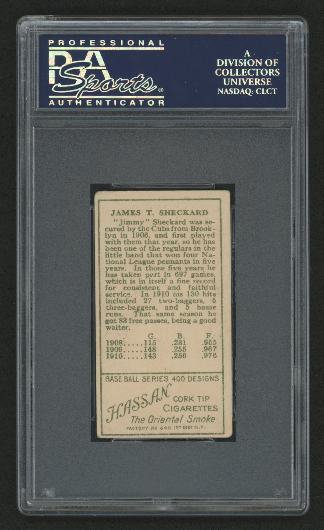 1911 T205 Gold Border #175 Jimmy Sheckard (PSA 3) | Pristine Auction