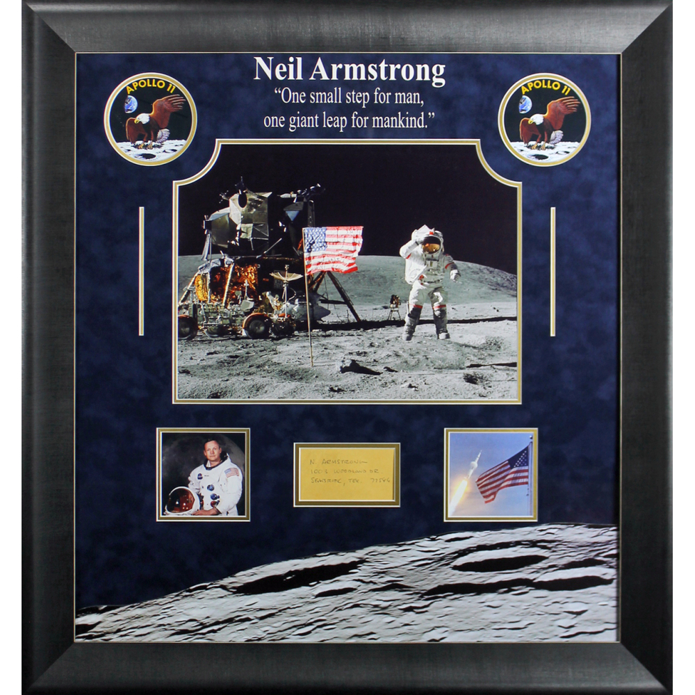 Neil Armstrong Signed Apollo 11 30.5x32.5 Framed Cut Display (Beckett ...