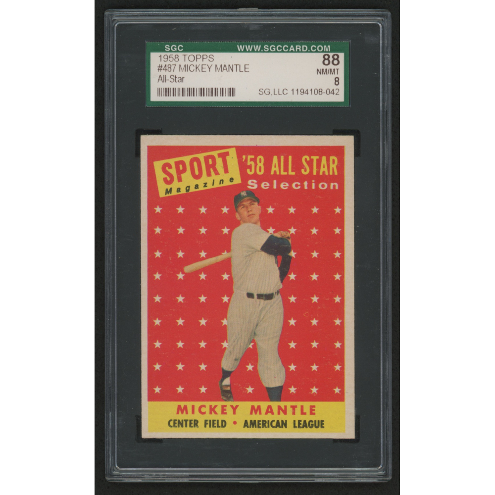 1958 Topps #487 Mickey Mantle All-Star TP (SGC 8) | Pristine Auction