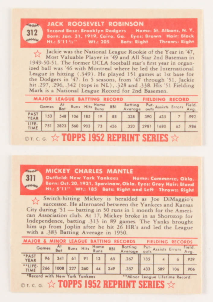 1952 Topps Reprint Complete Set of (554) Baseball Cards with #311B ...