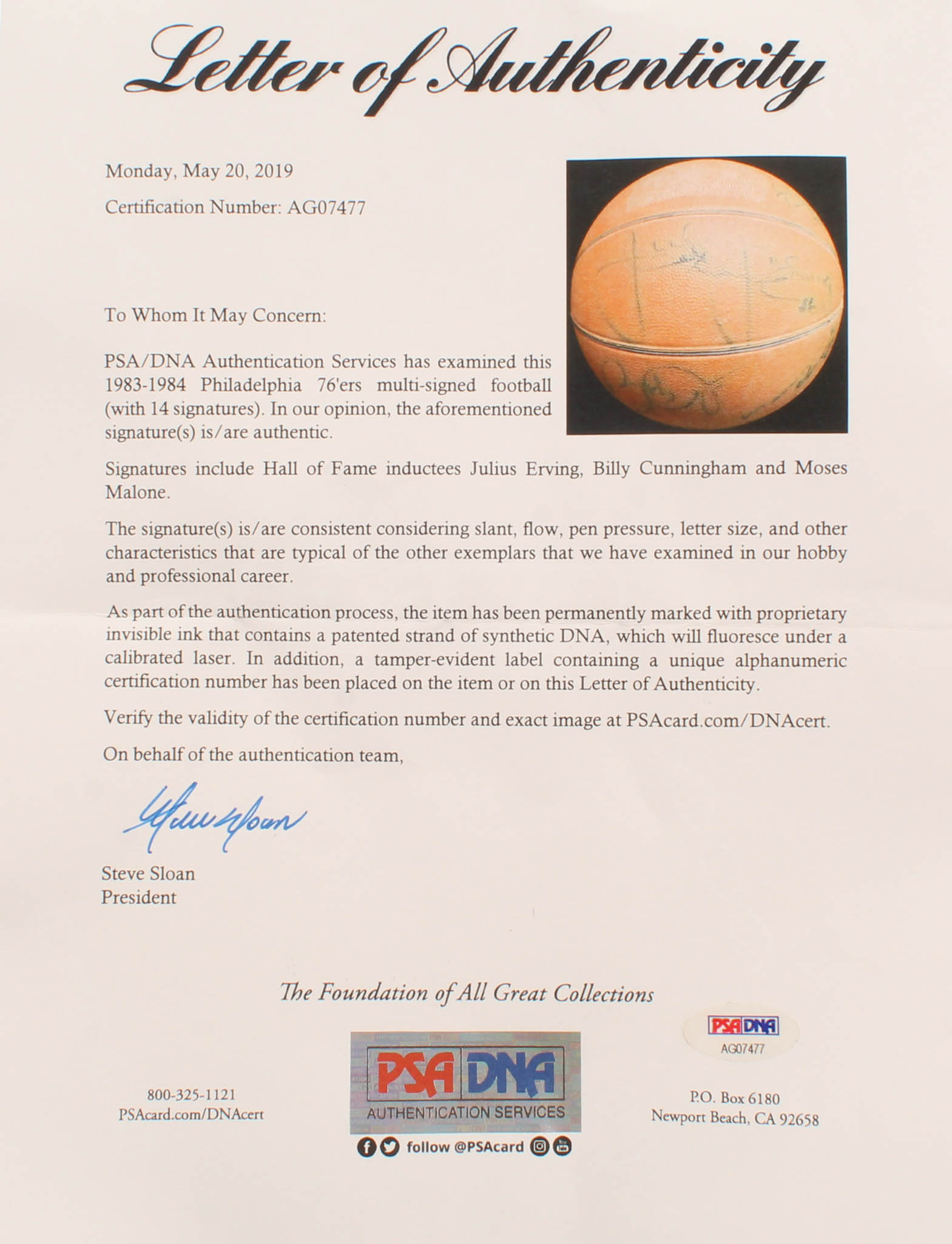 1979-80 Philadelphia 76ers Team S-igned Basketball by (14) with Julius ...