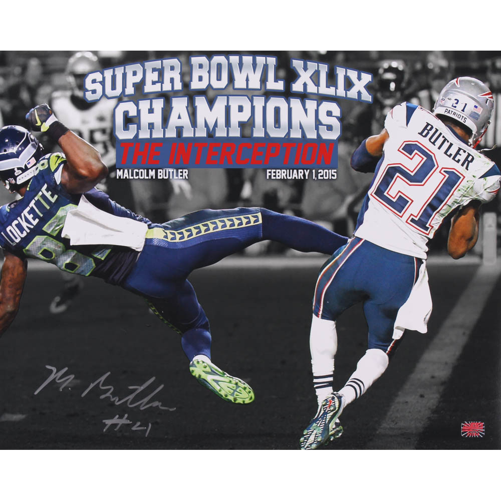 Malcolm Butler Signed Patriots "The Interception" 16x20 Photo (Butler ...