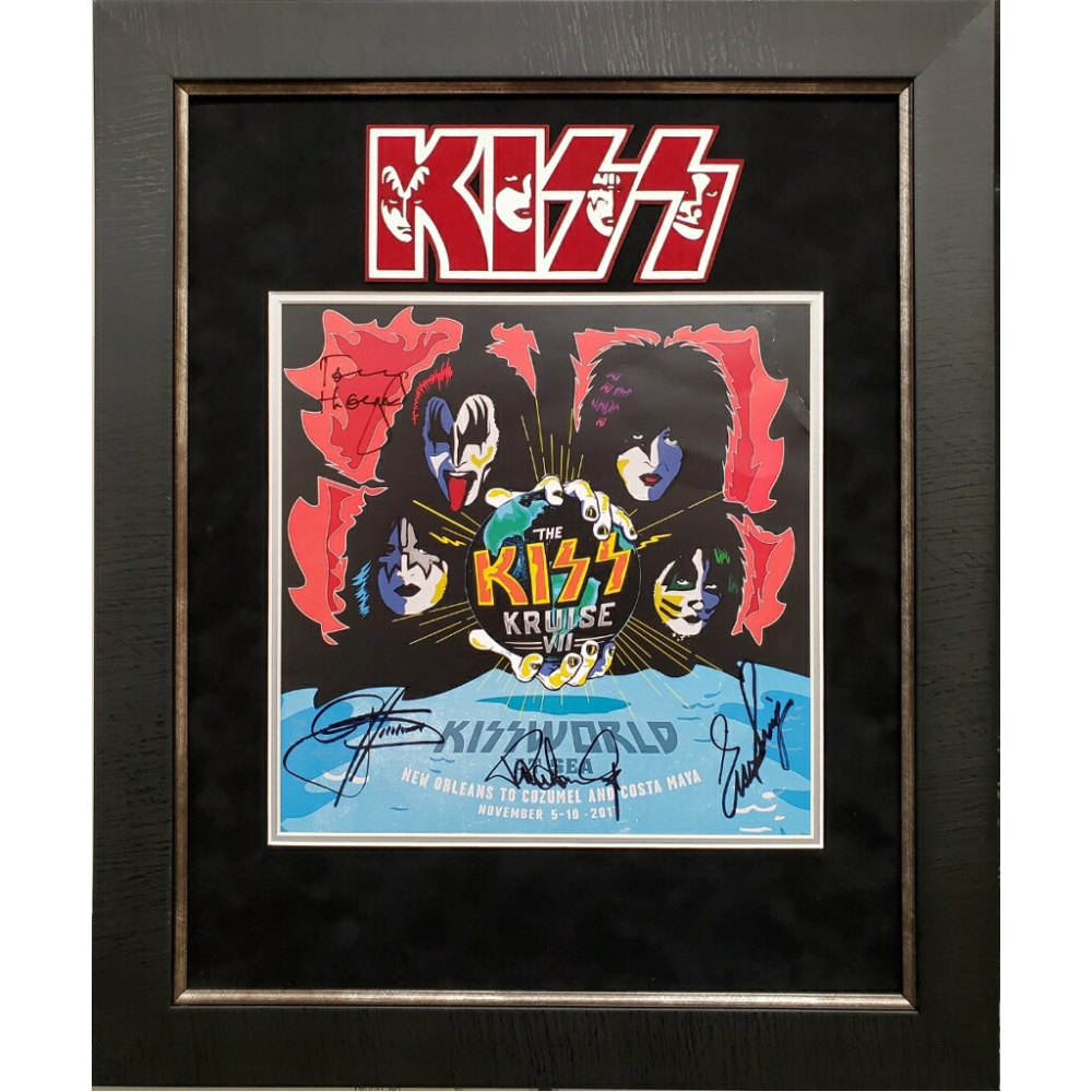 "KISS" 19x23 Custom Framed Concert Poster Display Signed by (4) with ...