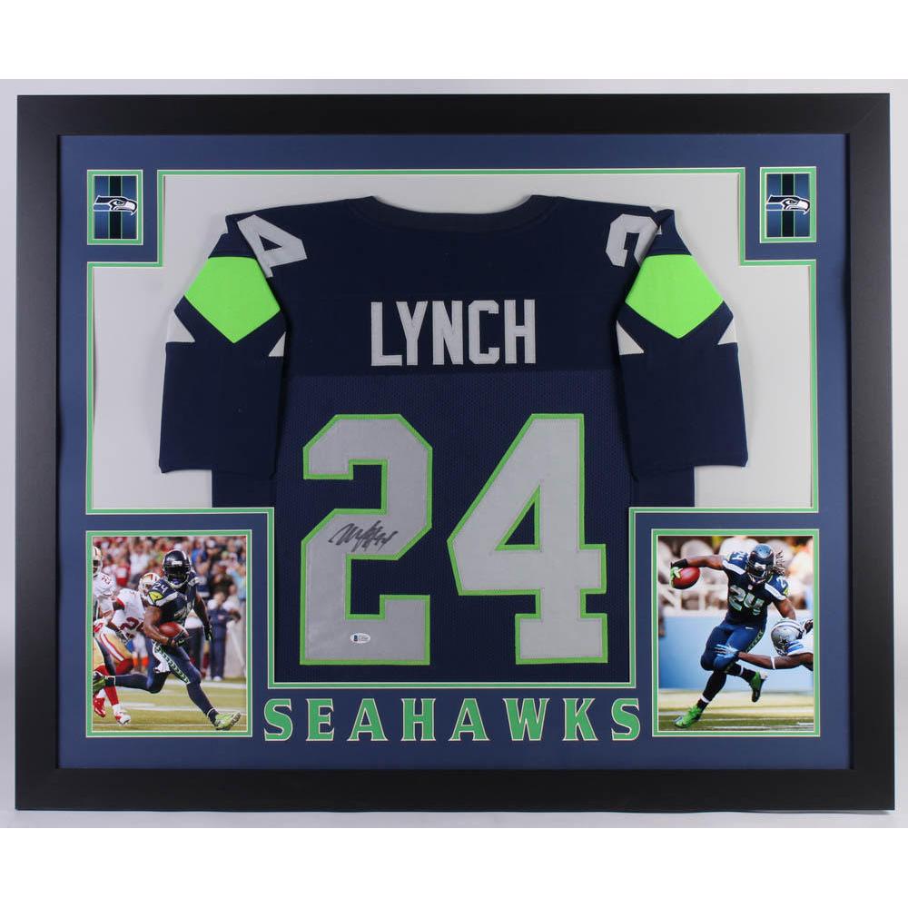 Marshawn Lynch Signed 35x43 Custom Framed Jersey (Beckett Hologram ...
