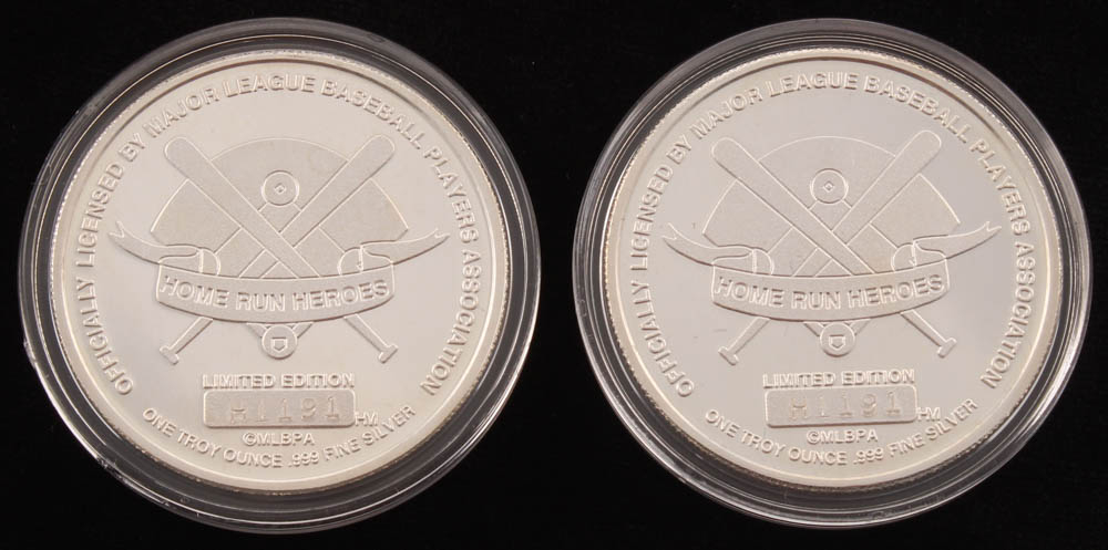 Lot of (2) LE Home Run Heroes 1 Troy Ounce .999 Fine Silver Bullion ...