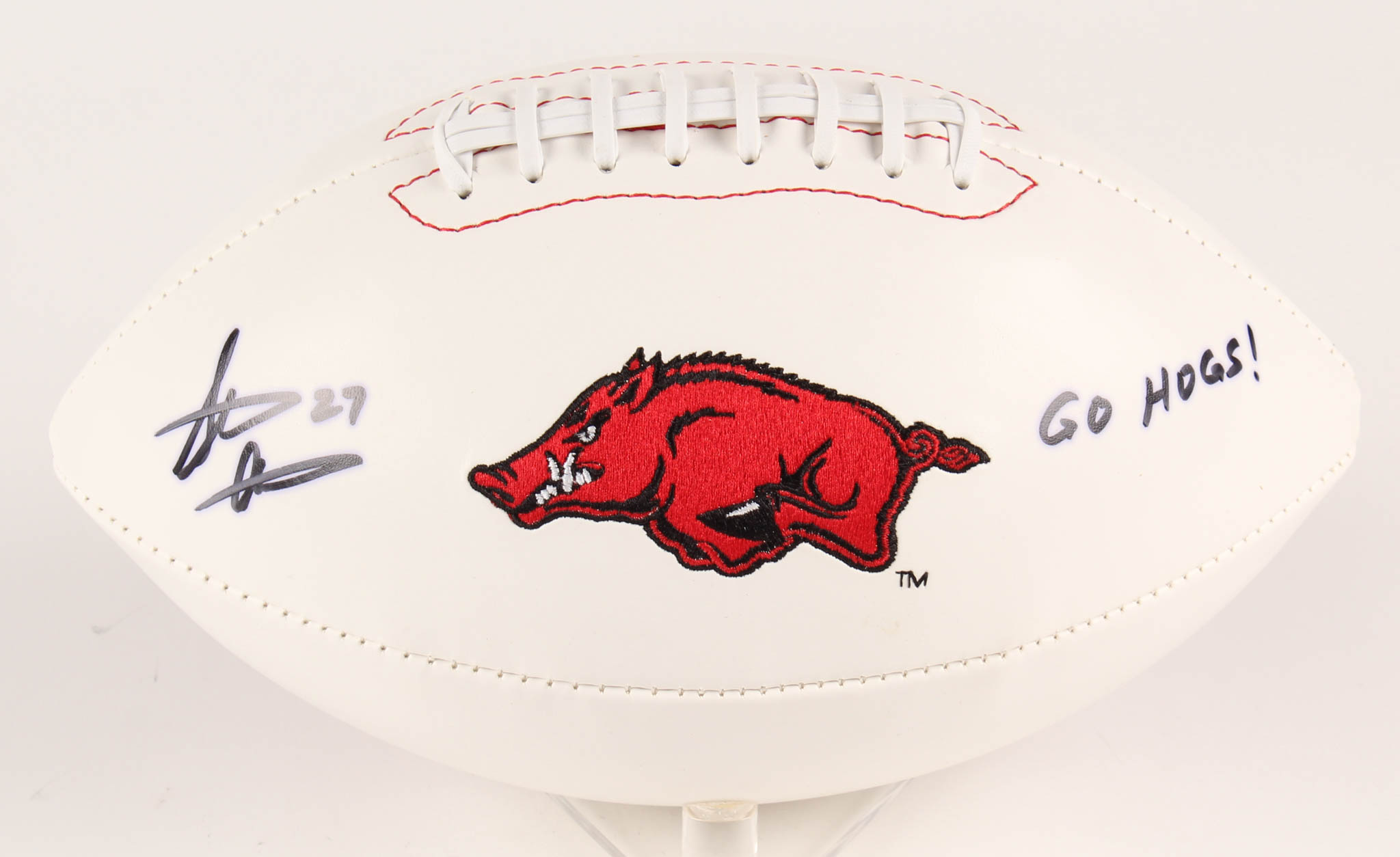 Steve Atwater Signed Arkansas Razorbacks Logo Football Inscribed "Go ...
