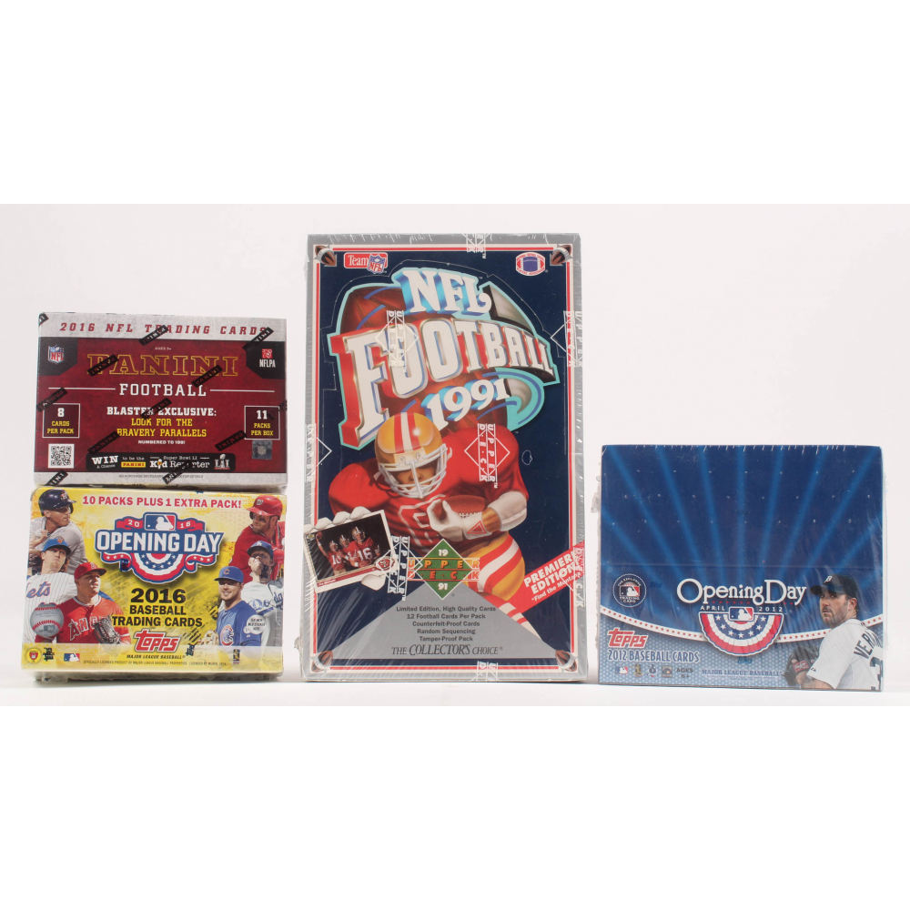 Lot of (4) Card Boxes with 1991 Upper Deck Football Box, 2016 Topps ...