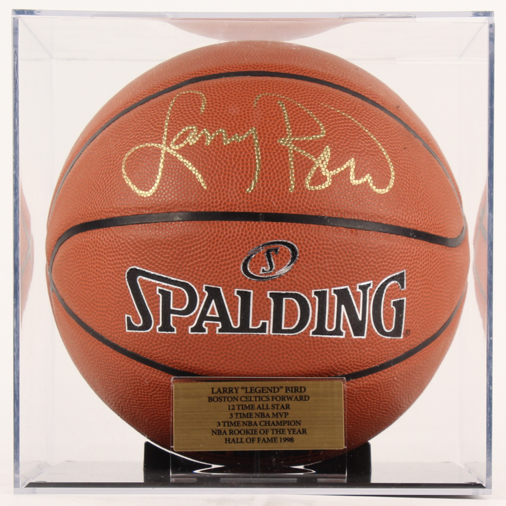 Larry Bird Signed NBA Basketball with Display Case (PSA COA) | Pristine ...