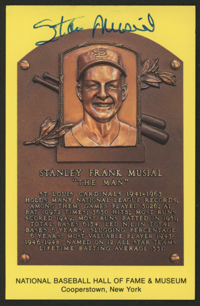 Stan Musial Signed Cardinals Hall of Fame Postcard (Slaughter ...
