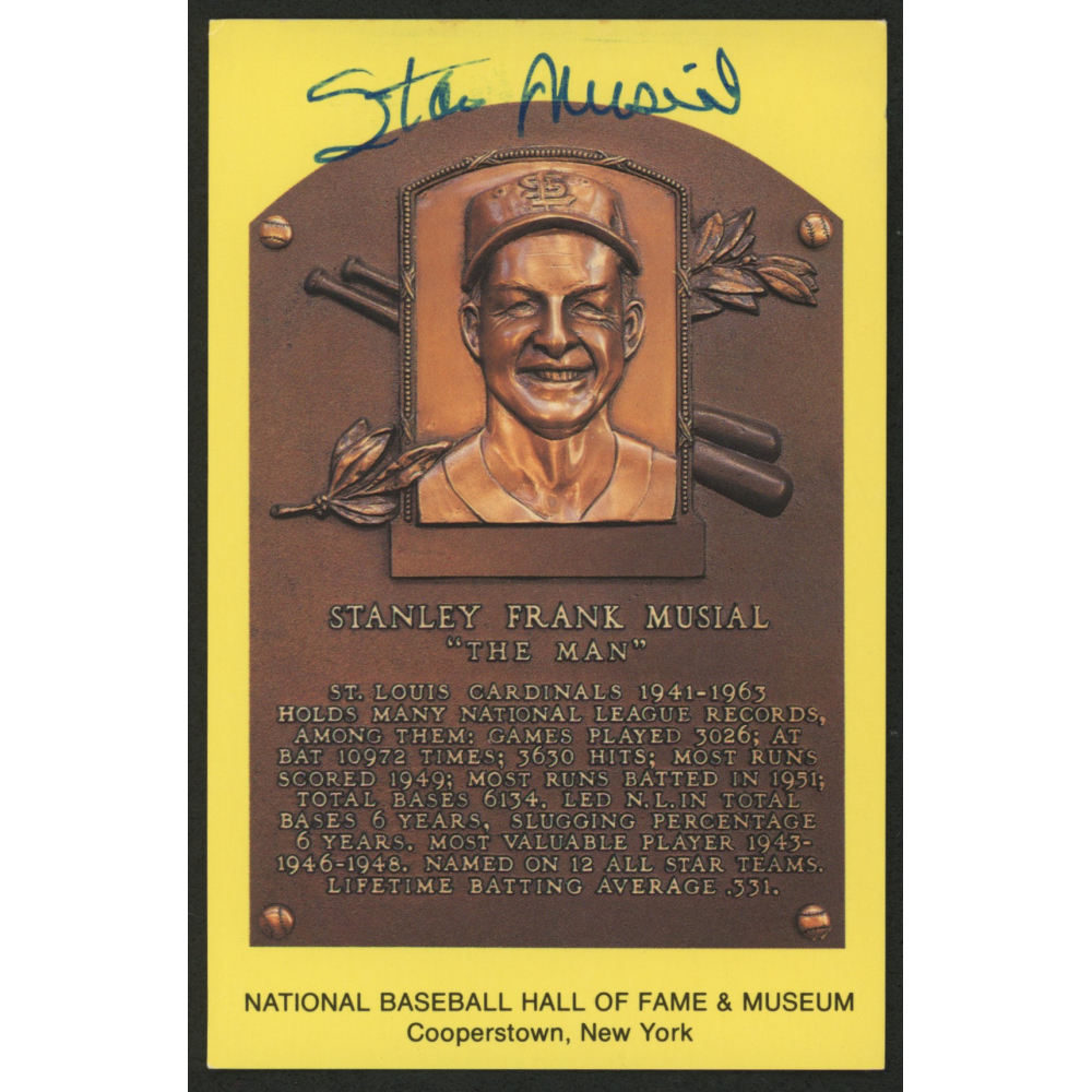 Stan Musial Signed Cardinals Hall of Fame Postcard (Slaughter ...
