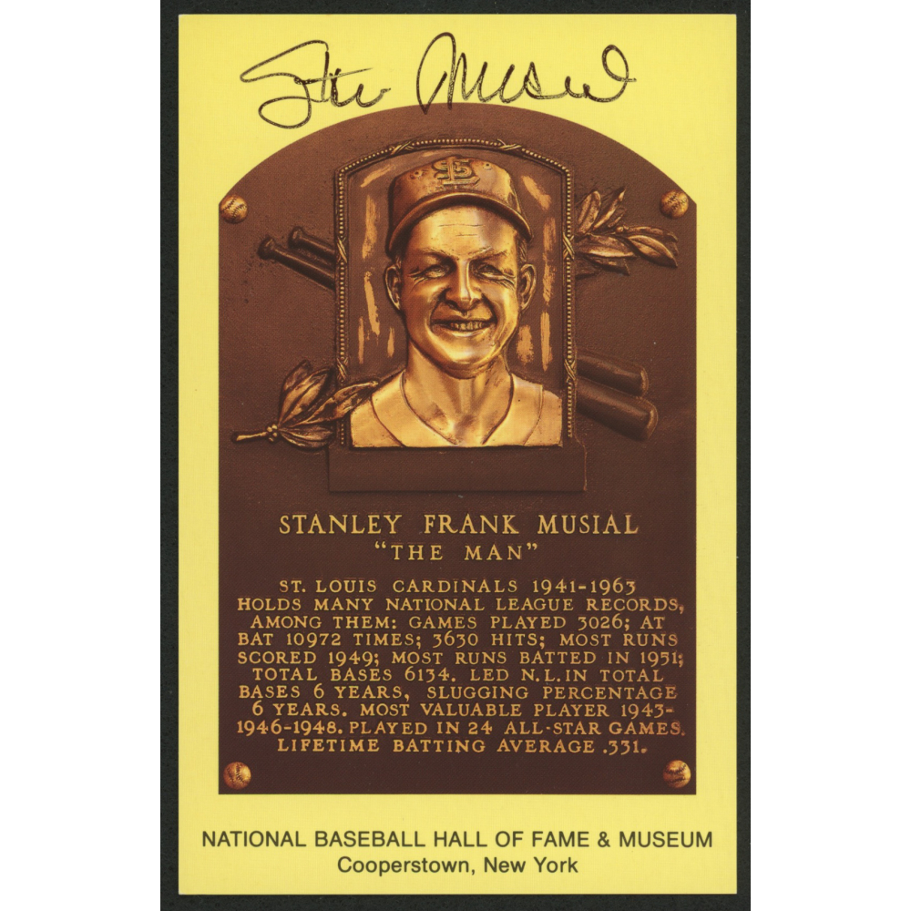 Stan Musial Signed Cardinals Hall of Fame Postcard (Slaughter ...