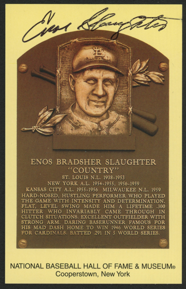 Enos Slaughter Signed Cardinals Hall of Fame Postcard (Slaughter ...