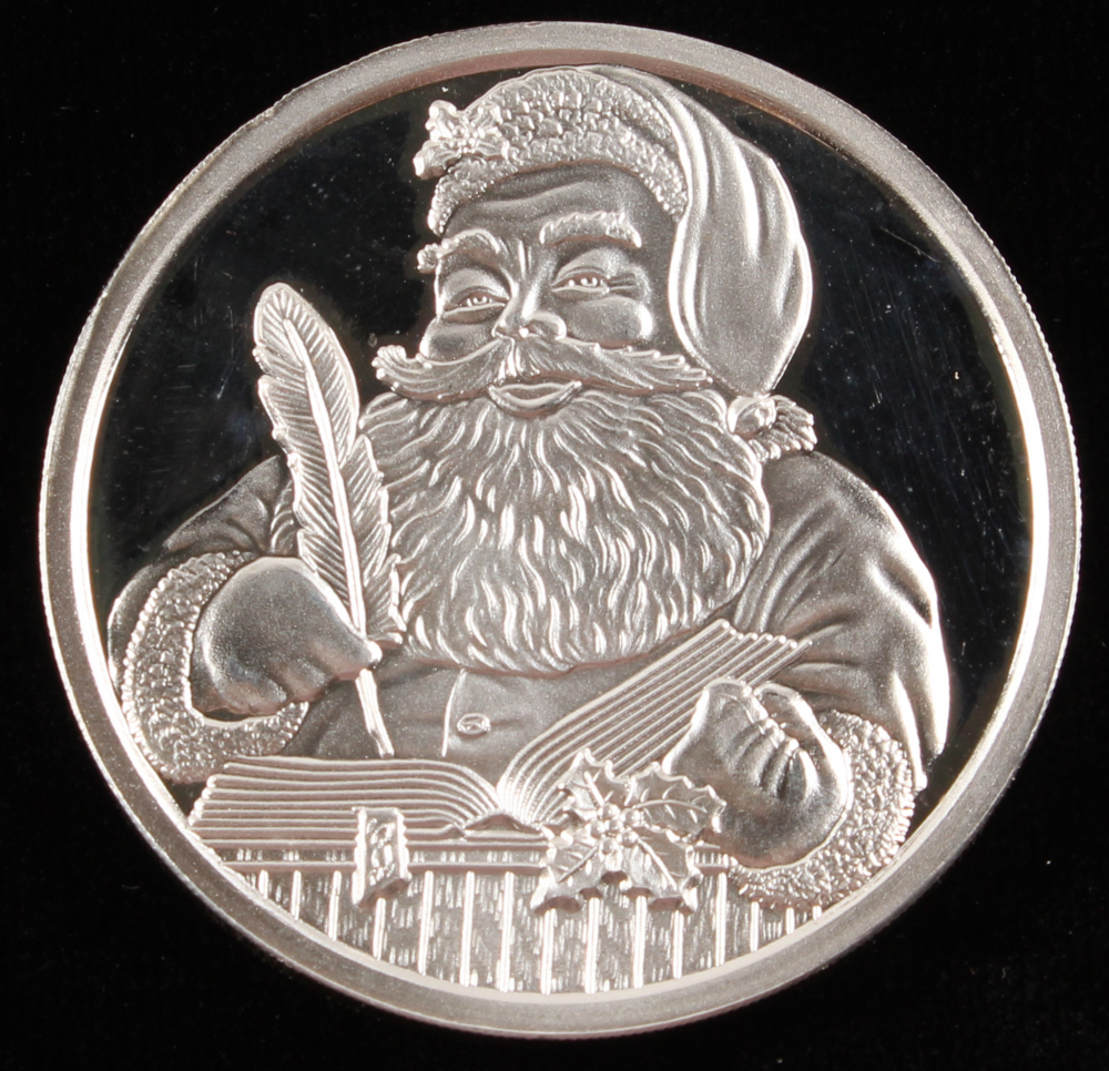1999 1 Troy Ounce .999 Fine Silver "Santa Claus" Bullion Round ...