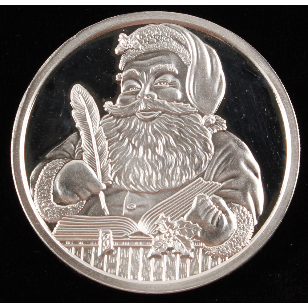 1999 1 Troy Ounce .999 Fine Silver "Santa Claus" Bullion Round ...