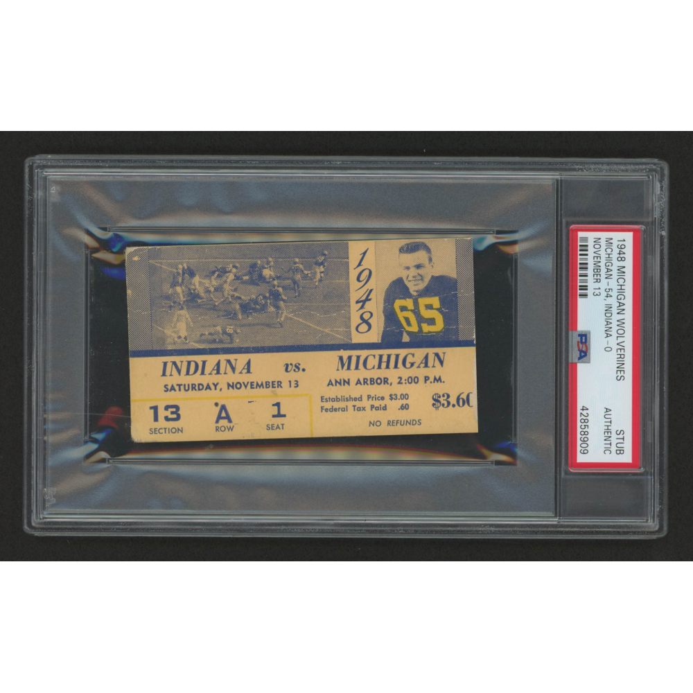 Authentic 1948 Michigan Wolverines Football Ticket (PSA Authentic ...