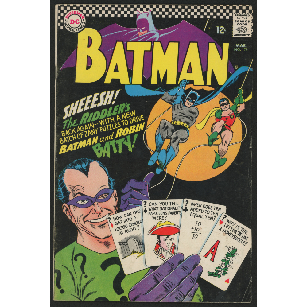 1966 DC "Batman" Issue #179 2nd Silver Age Riddler Comic Book ...